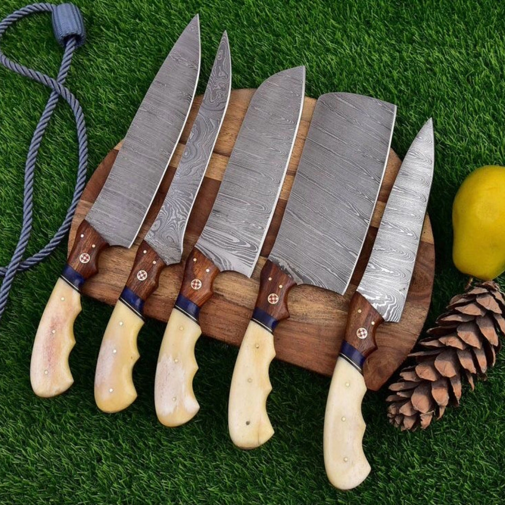 Hand Forged 67 Layers 5 Pieces Kitchen Knife Set & Leather Roll – The ...